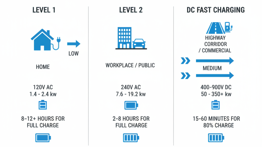 EV Charger Types: Charging Levels, Connectors, and Planning